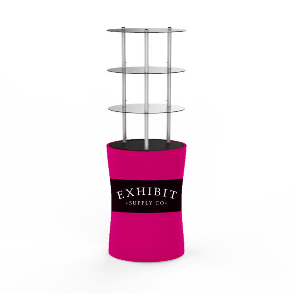 Triangular Display Rack/Podium Tower with Graphic - Exhibit Supply