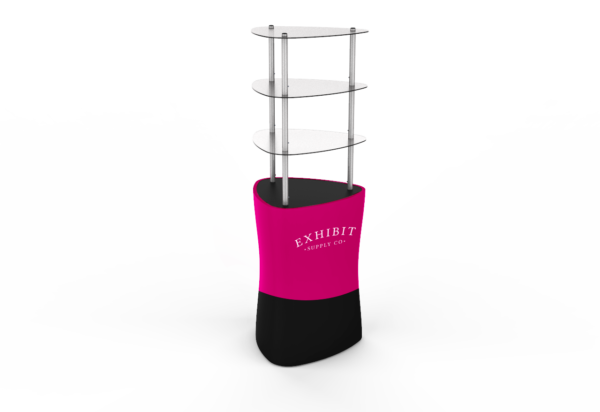 Triangular Display Rack/Podium Tower with Graphic - Exhibit Supply